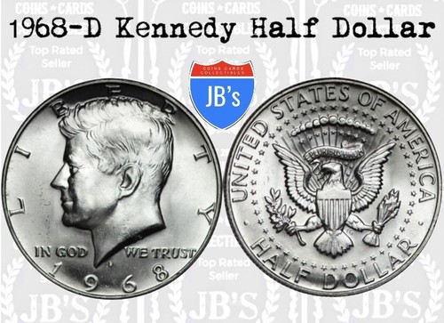 1968 D Kennedy Half Dollar BRILLIANT UNCIRCULATED 40% SILVER *JB's ...
