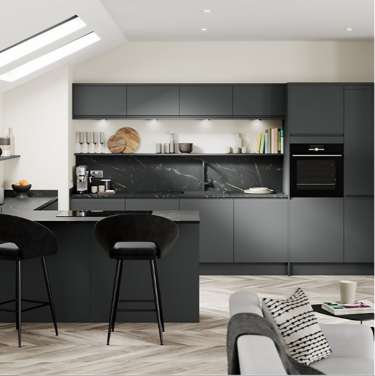 Homebase Handleless Kitchen Pan Drawer Front (W)797mm - Matt Dark Grey ...