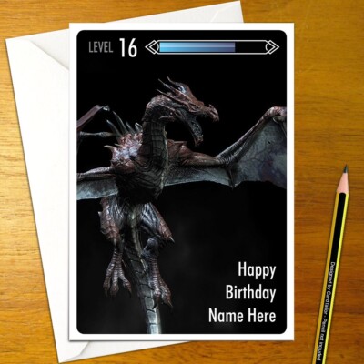 THE ELDER SCROLLS SKYRIM Personalised Birthday Card - tes v dragon ...