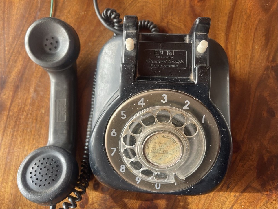 OLD VINTAGE BLACK BAKELITE ROTARY DIALING STANDARD TELEPHONE ARGENTINA ...