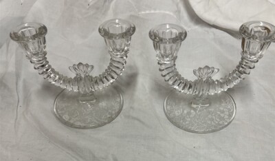 Lovely Pair of PADEN CITY Spring Orchard Clear Double Light ...