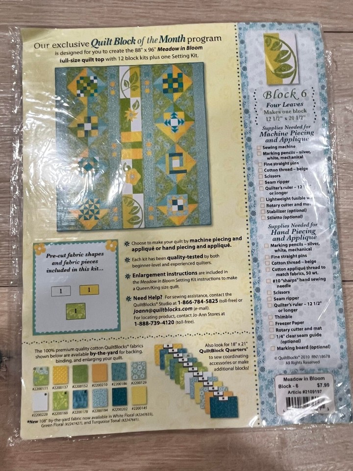 Joann's Meadow in Bloom Block of the Month Quilt Kit CHOICE | eBay