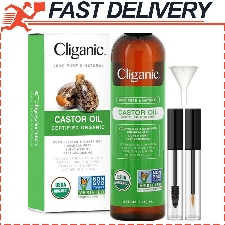 Cliganic Usda Organic Castor Oil Pure Eyelash Kit For Hair And Skin
