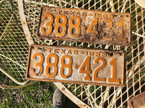 1933 Texas License Plate Pair,Passenger Car Plates Barn Find | eBay