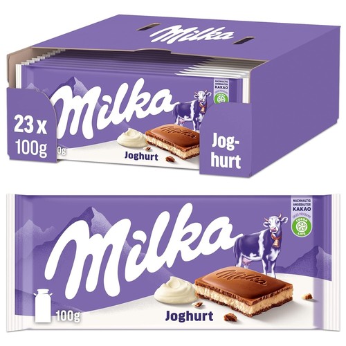 (Pack of 23) Milka Alpine Milk Yoghurt Joghurt Chocolate Bars 23x100g ...