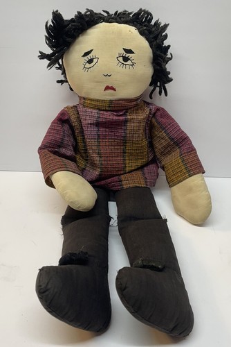 Vintage Cloth Doll~18” Handmade Rag Doll Sad In Nature, Creepy Odd ...