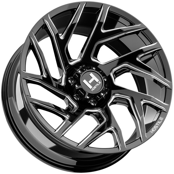 (Set of 4) Hostile H141 Vortex 20x9 6x5.5" +0mm Black/Milled Wheels ...