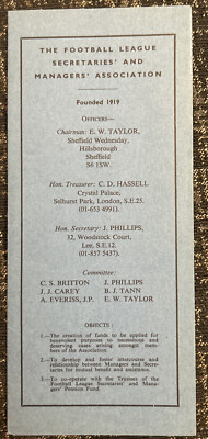 Football League Secretaries' and Managers Association Rules And Member ...