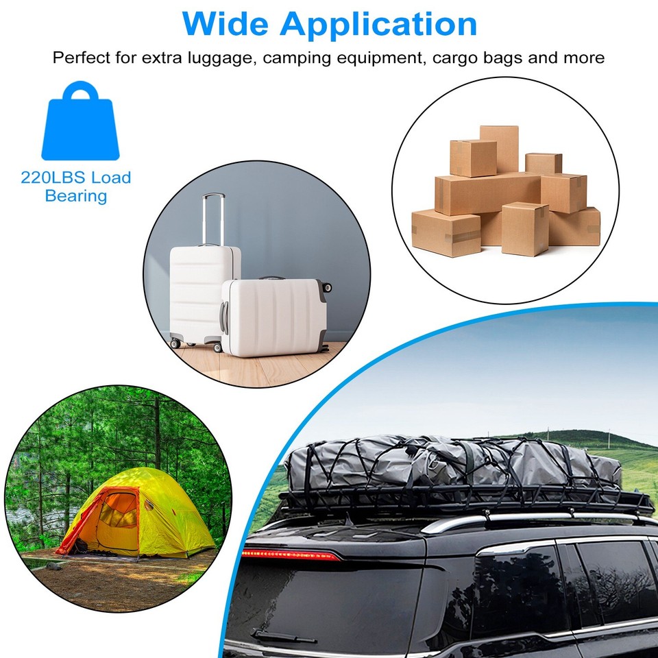 63" Universal Roof Rack Cargo Top Luggage Holder Carrier Basket with ...