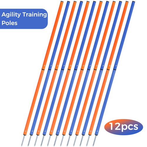 12Pcs Dog Agility Slalom Set Portable Dog Training Poles Weaving Poles ...