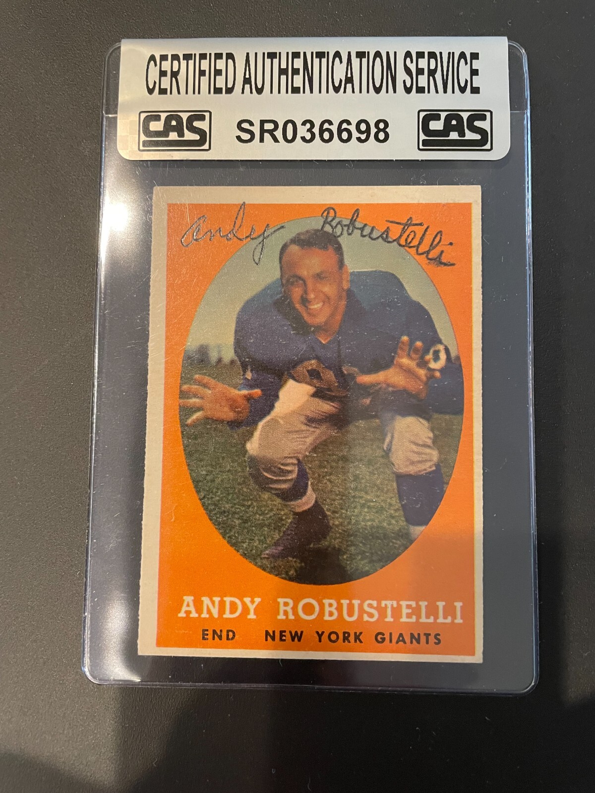 Andy Robustelli Signed 1958 Topps Card NY Giants Football Hall of Famer ...
