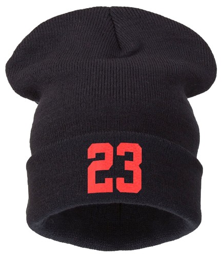 Black & Red Number 23 Beanie Mens Winter Knitting Hat Cap, NBA Jordan ...