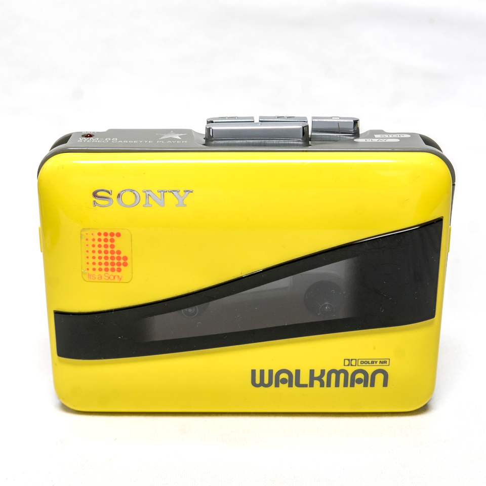 ⭐ Sony Walkman WM-F38 FM/AM Cassette Player Yellow ~New Belts ~Serviced ...