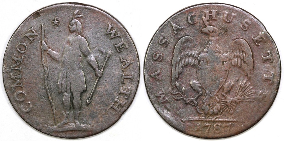 1787 1c Massachusetts Colonial Copper Cent | eBay