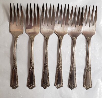 Simeon L. & George H. Rogers Co. A1+ Dessert Forks (6) Silverplate ...