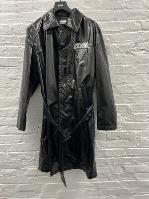 Moschino Trench Jacket Shining Black Part Of Runway Collection Size 40 ...