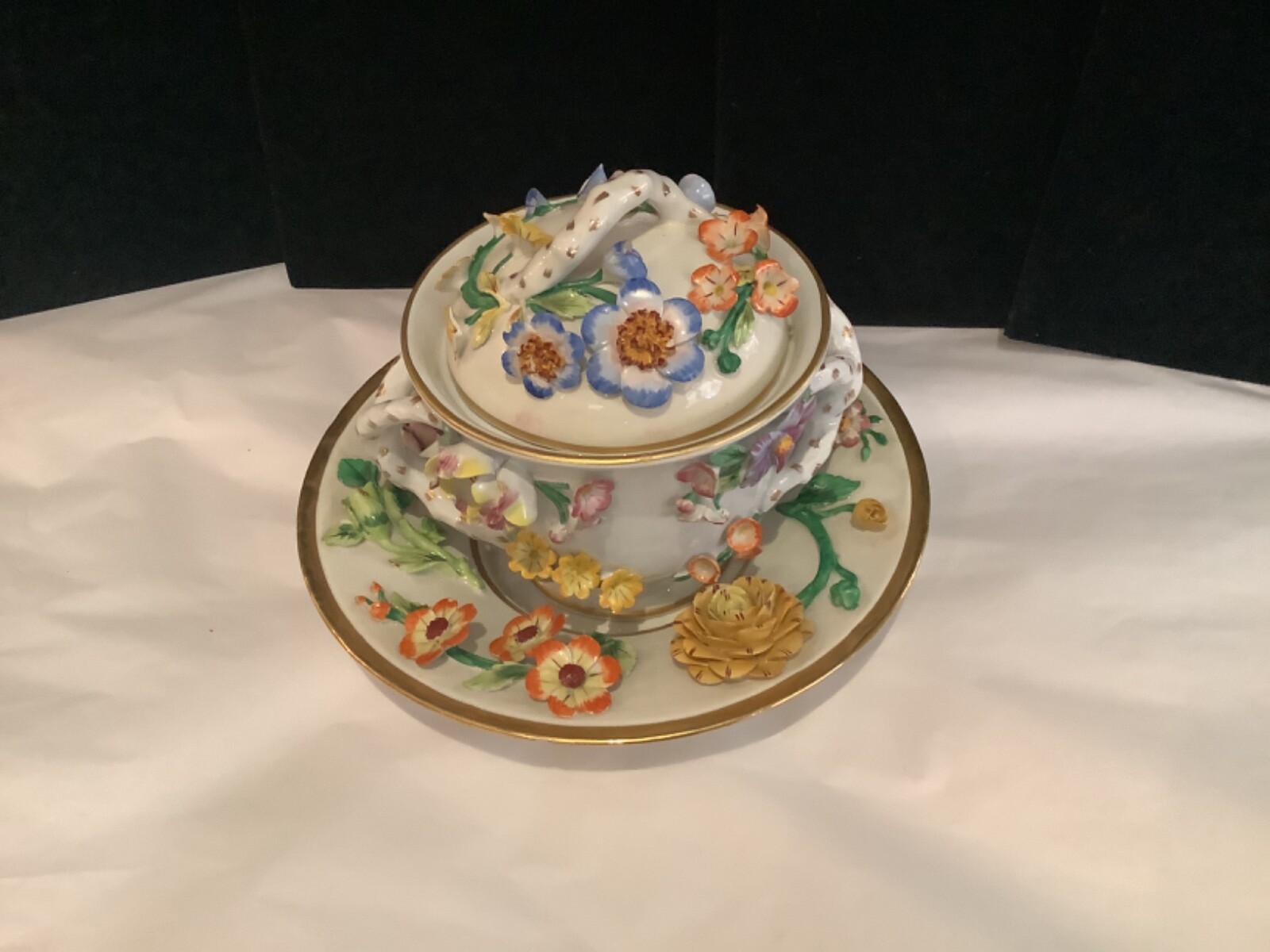 ANTIQUE RARE SIGNED MOTTAHEDEH DESIGN ITALY S.6055 ENCRUSTED APPLIED ...