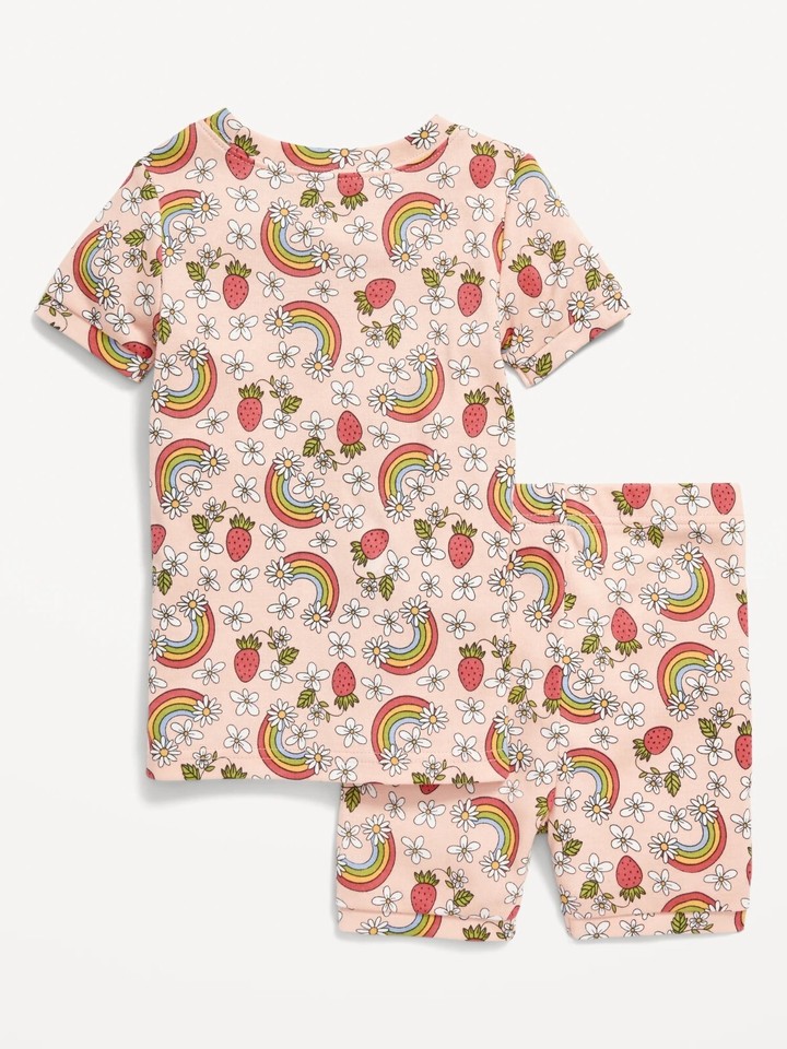 NEW 2pc Pink OLD NAVY Strawberries Rainbows & Flowers PJS Pajama Set ...