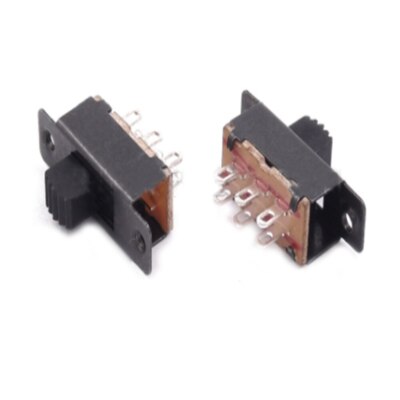 10pcs Toggle Switch 2 Position 6 Pins DPDT 2P2T Panel Mount Slide ...