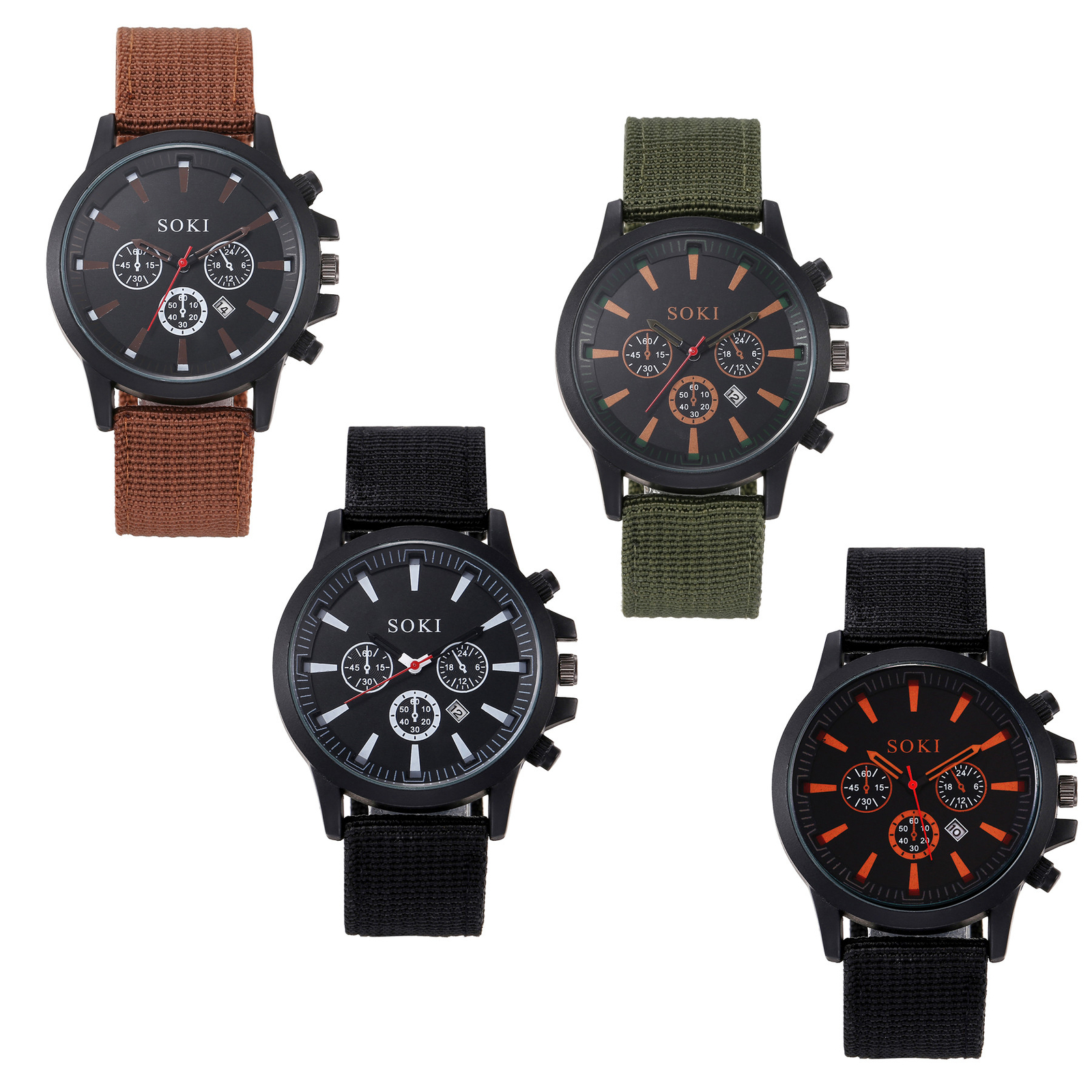 Men's Army Military Quartz Analog Wrist Watch Multi Dial Nylon Band ...