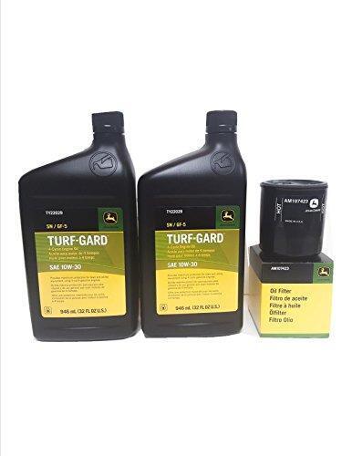 2 Quarts John Deere Turf-Gard SAE 10W-30 Oil Plus AM107423 Filter. Fits ...