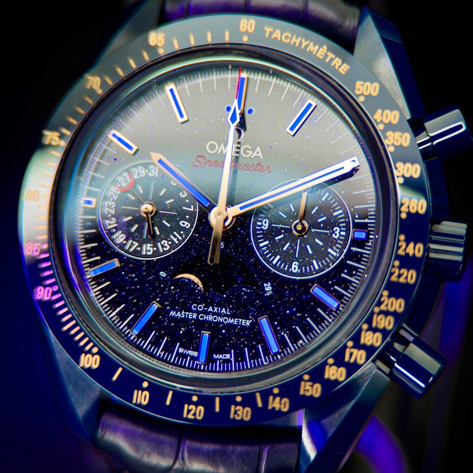 Omega Speedmaster Blue Side of Moon Aventurine 304.93.44.52.03.002 B+P ...
