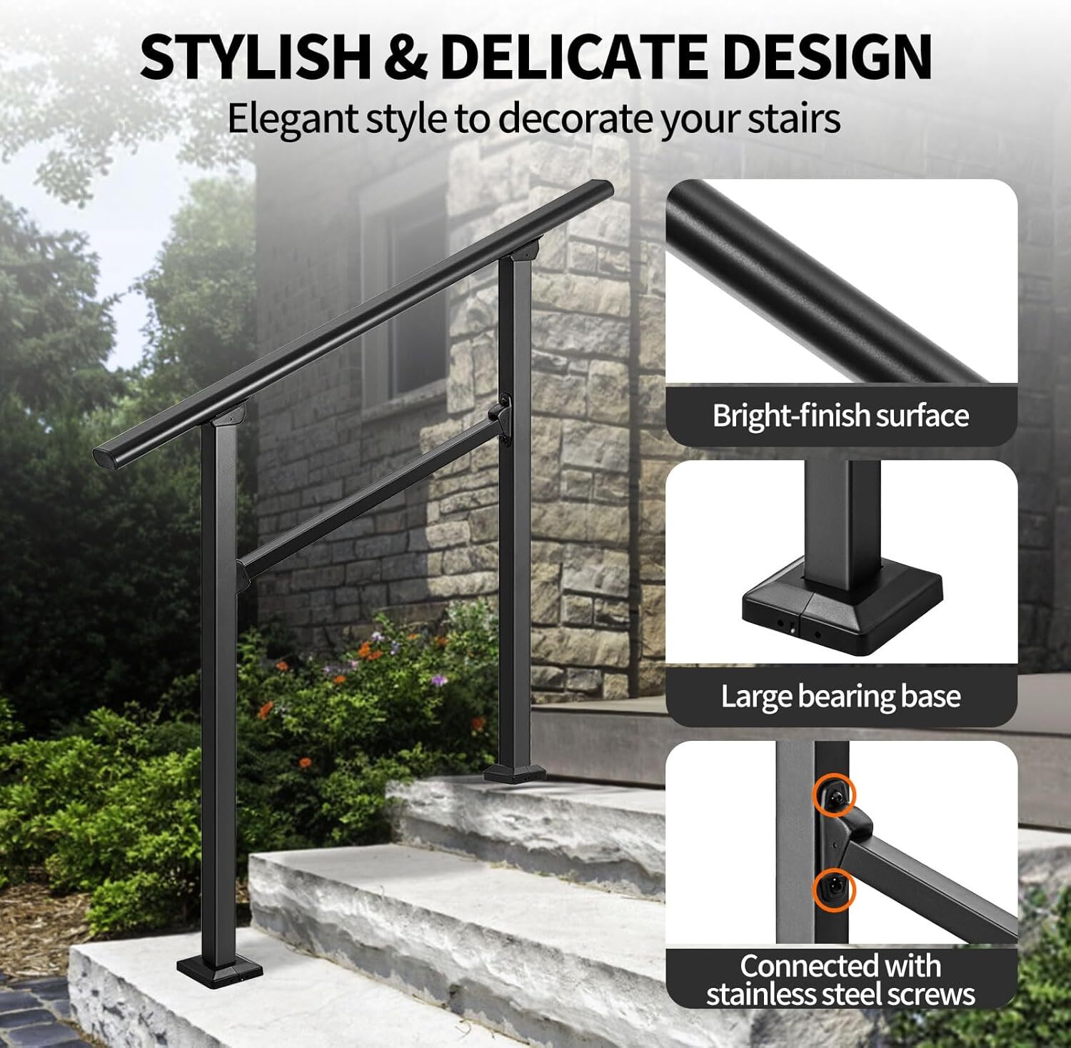 LMYYGOO Outdoor/Indoor Railing - Flexible Wrought Iron Handrail, 2-3 ...