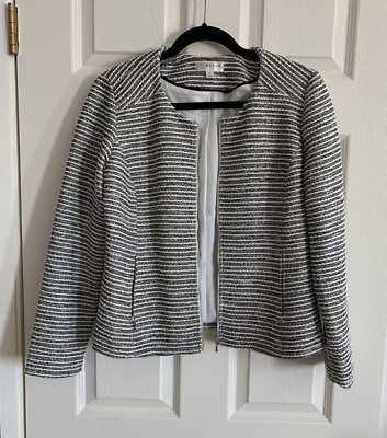 KENAR Women Lined Blazer Jacket grey and white stripes Size medium | eBay