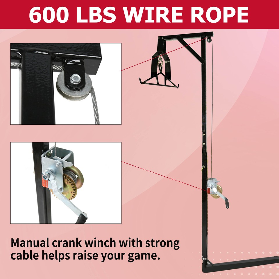 HECASA Hitch Mounted Deer Hoist Hitch Game Hoist 600lb Winch Swivel ...