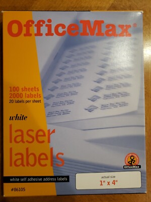 OfficeMax 86105 AVERY 5161 -White Address Labels, Laser 1”x4” 20L ...