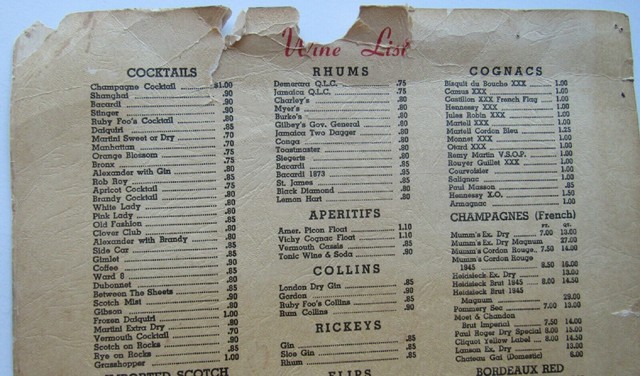 Menu For Ruby Foo's Montreal, Canada 60's | eBay