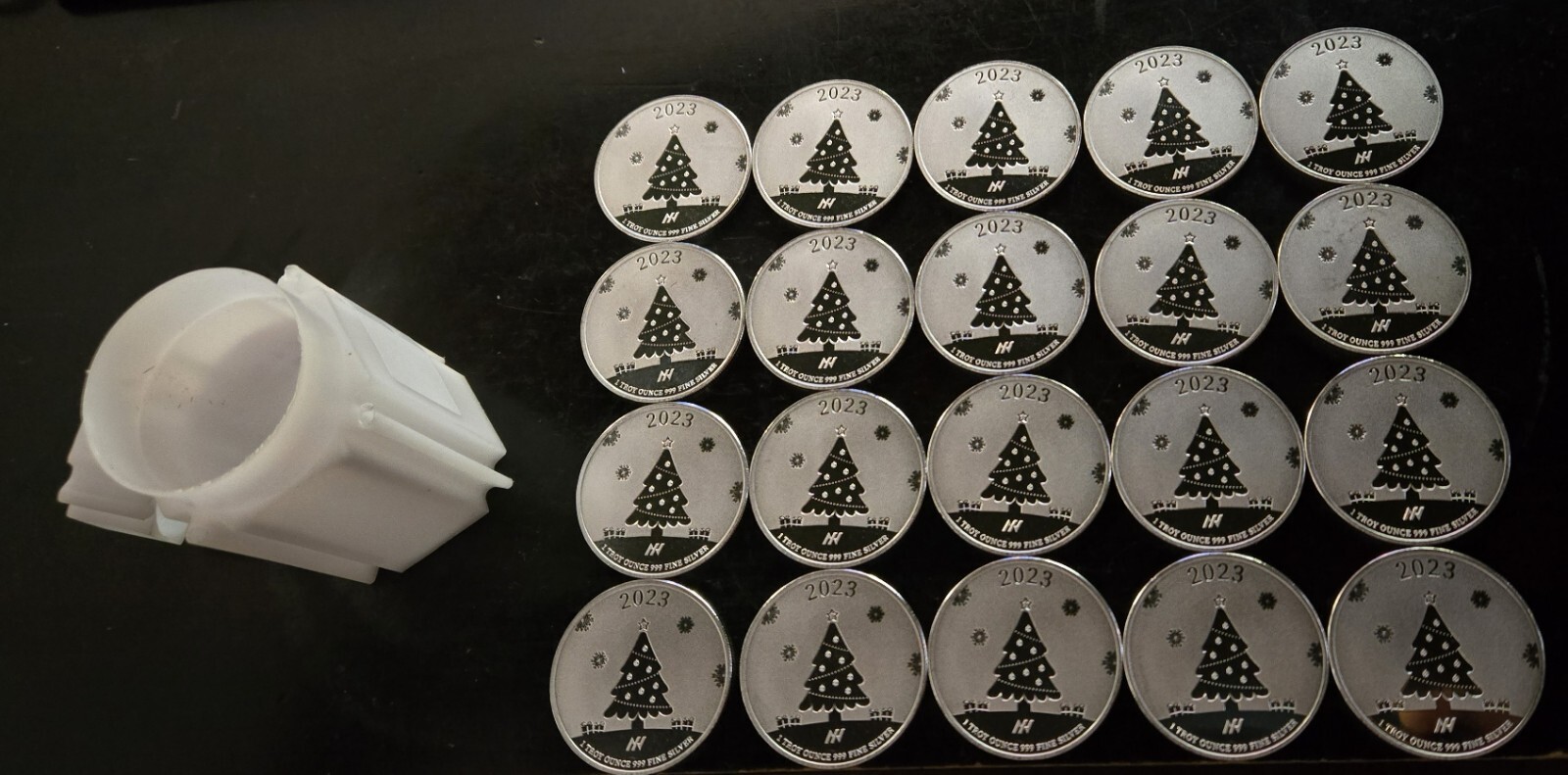 FULL ROLL OF 20 X 1 TROY OUNCE 999 SOLID FINE SILVER 2023 CHRISTMAS ...