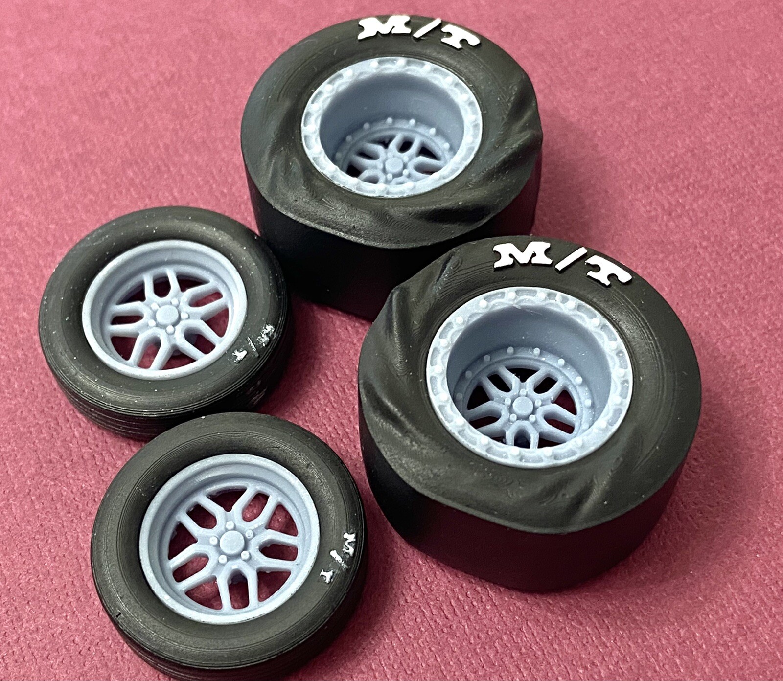 1/24 Scale: 17/15-inch “Weld Laguna” Wheels W/Wrinkled Drag Slicks ...