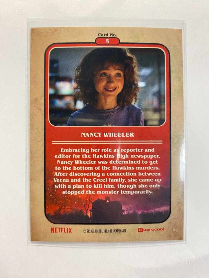 Nancy 2023 Zerocool Stranger Things Season 4 #5 Card | eBay