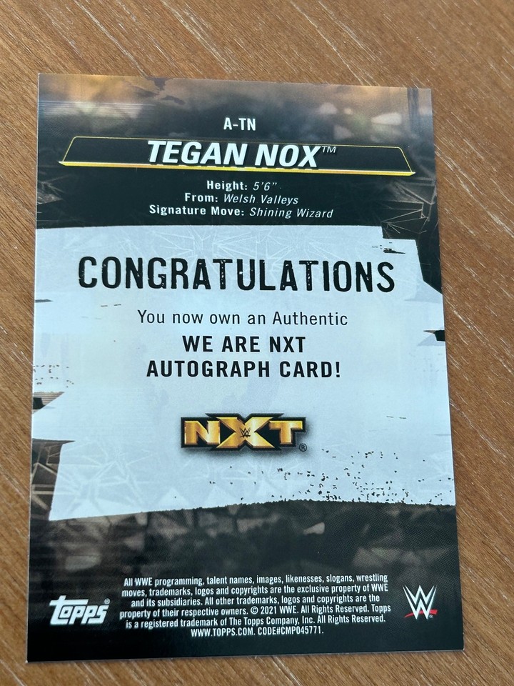 2021 Topps WWE- TEGAN NOX Auto #247/250 - NXT | eBay