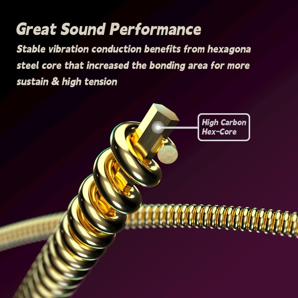 Alice Guitar Strings, Coated Electric Strings - Gold Light 10-46, | eBay UK