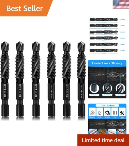 Durable 6-Piece High-Speed Drill and Tap Set with Portable Storage and ...