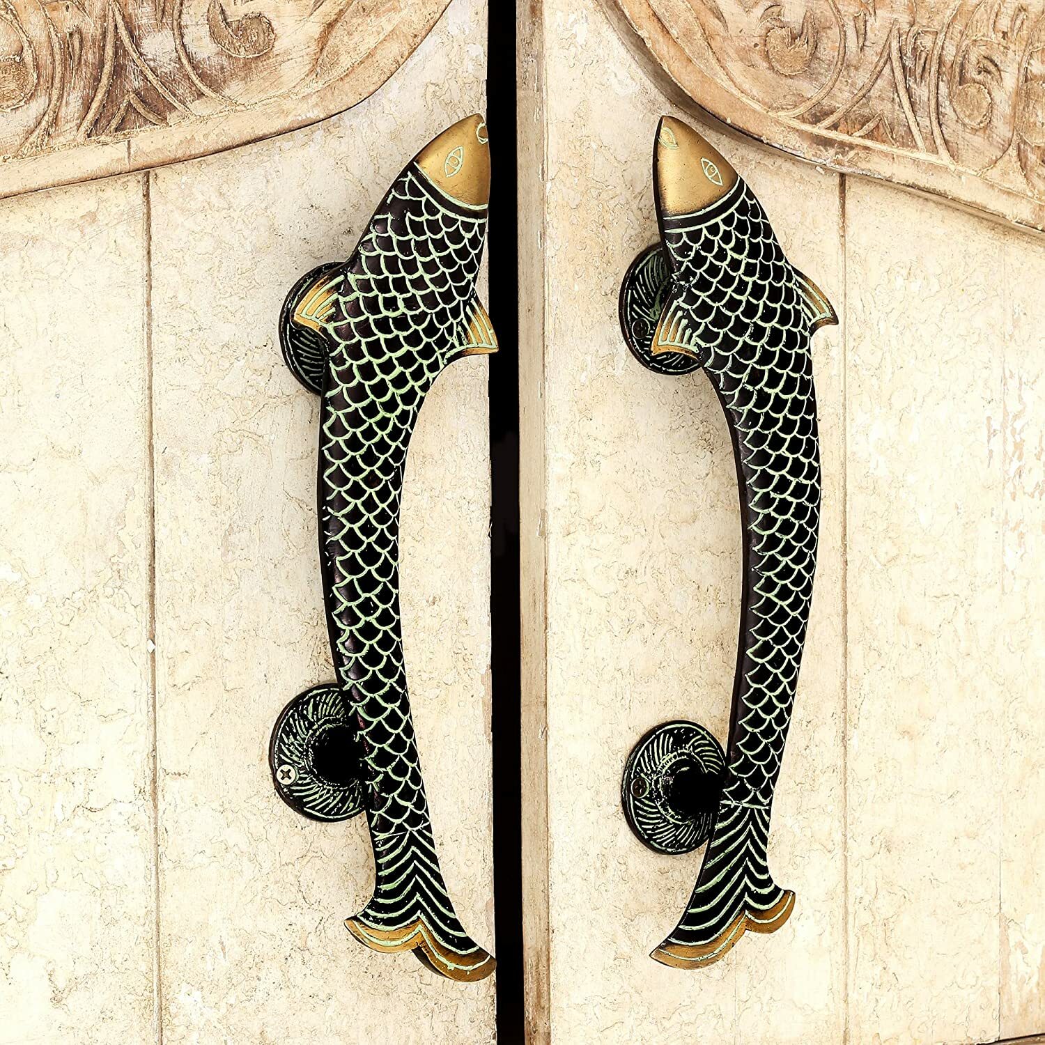 New Rare Handmade Brass Fish Door Handles Pulls 2 Piece | eBay