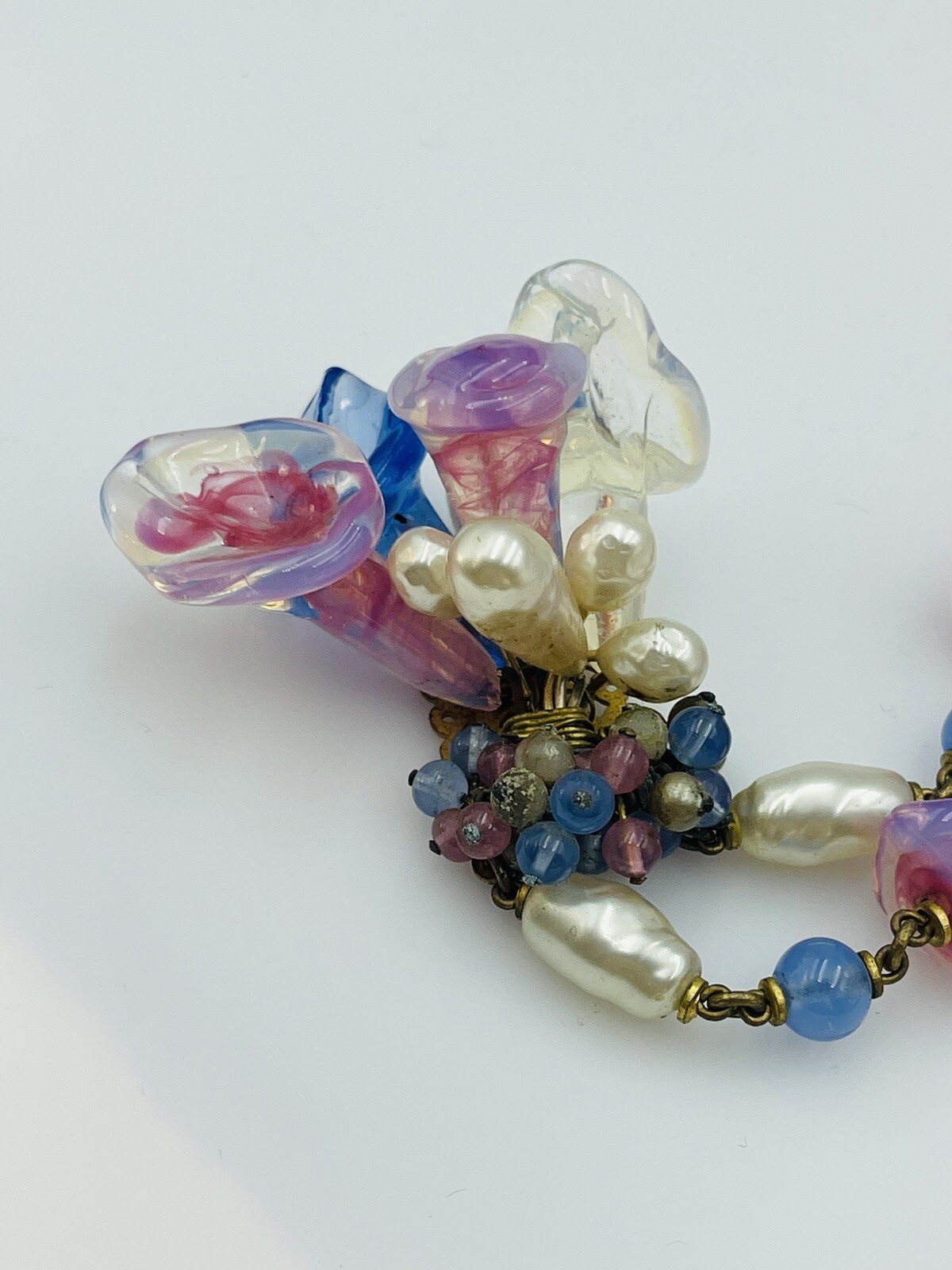 Louis Rousselet Vintage French Pink & Blue Glass Flow… - Gem