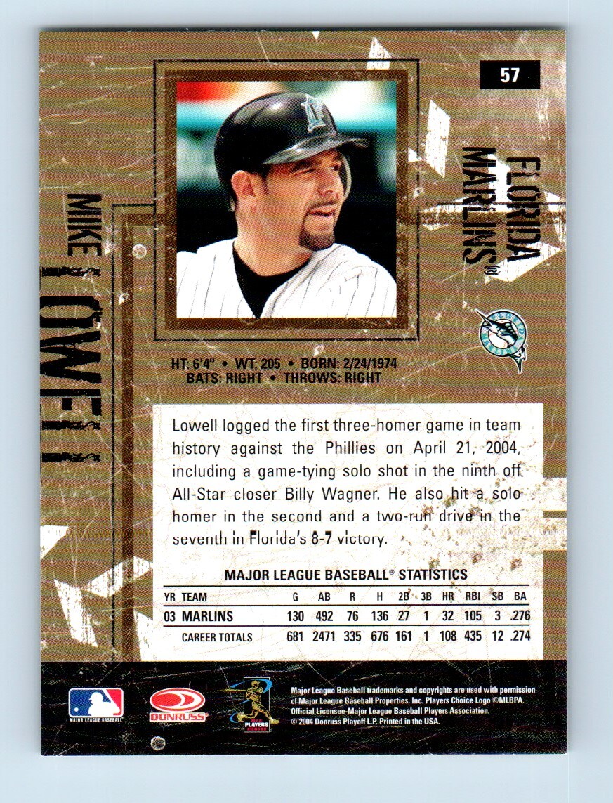 2004 Donruss Leather & Lumber Mike Lowell Florida Marlins #57 | eBay