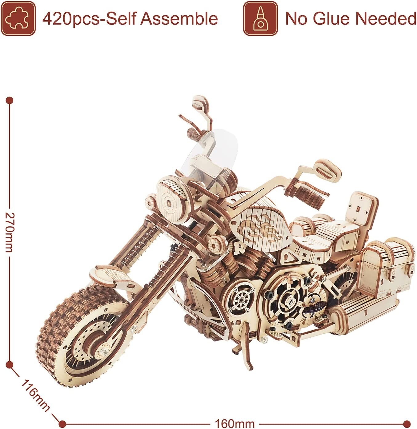 ROKR 3D DIY Wooden Motorcycle Model Building Kit Puzzle Kids Gift ...
