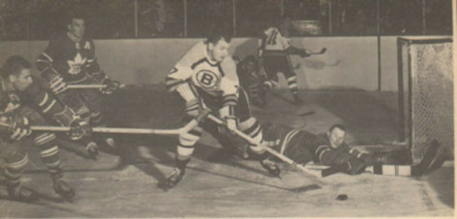 JOHNNY BOWER GOALIE TORONTO MAPLE LEAF VS MARCEL PRONOVOST DETROIT PHOTO 8X10 | eBay
