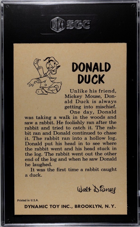 1962 Dynamic Toy Inc. Donald Duck #87 Disney - SGC 8 (Pop 1 None Higher ...