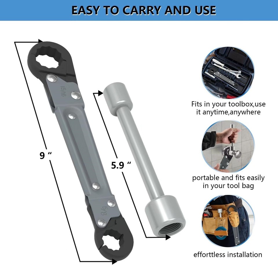 Plumbing Tools Angle Stop Removal Wrench Kit Removing Compression Ring ...