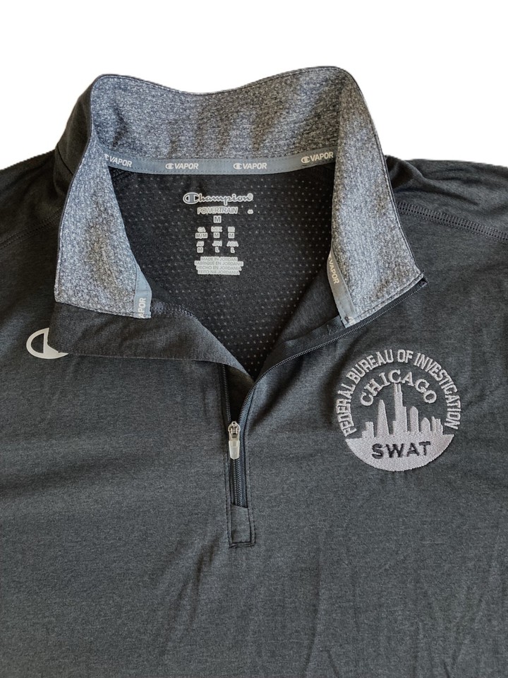 Champion Powertrain FBI Chicago SWAT Long Sleeve Mens Medium 1/4 Zip ...