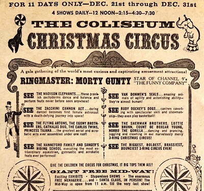 Christmas Circus At The Coliseum Advertisement 1963 NYC Morty Gunty ...