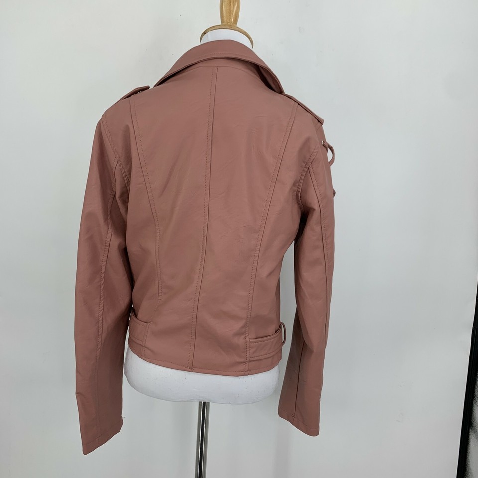 Miss Posh Faux Leather Moto Jacket Women's Size S Mauve Side Zip ...