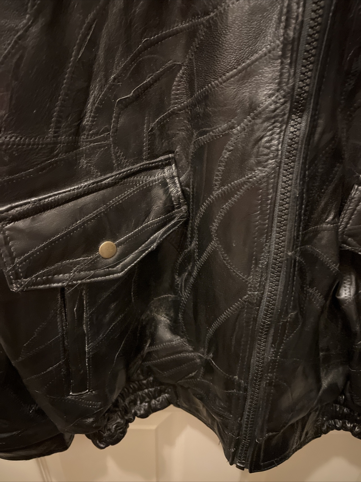 Maxam Brand Genuine Leather Italian Mosaic Top Grain Lambskin Black ...