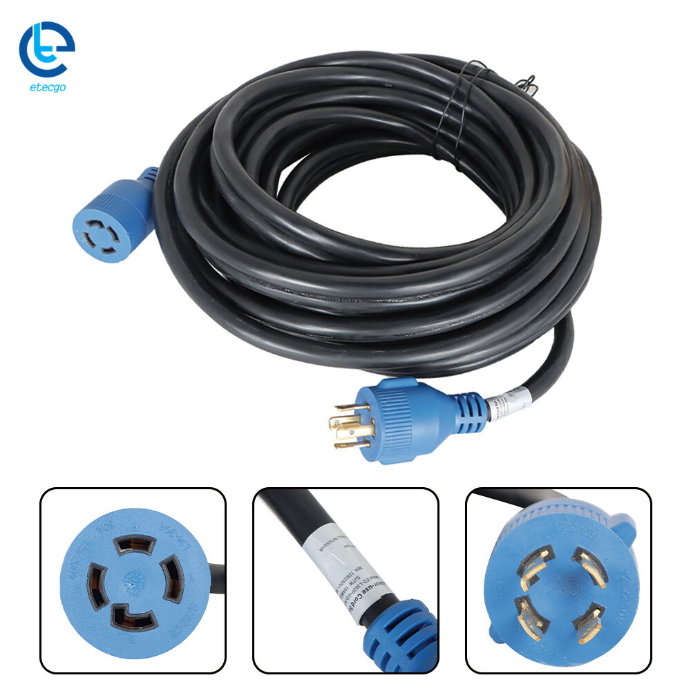 30 Amp 25/50/75/100FT Generator Extension Power Cord & Power Inlet Box ...