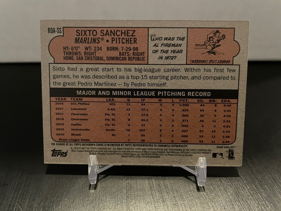 Sixto Sanchez 2021 Topps Heritage Real One Auto # ROA-SS - RC | eBay
